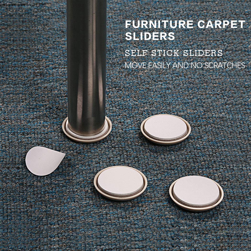 24 PCS Self-Stick Furniture Sliders,1 Inch Furniture Glides for Carpet,Furniture Moving Pads for Furniture-Adhesive Carpet Sliders