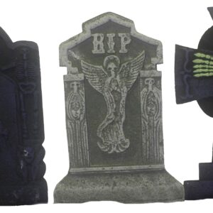 Bauer Pacific Set of 3 Reusable Realistic 21" Asst. Halloween Foam Tombstones, Props, Graveyards, Haunted House, Yard Decorations and Accessories