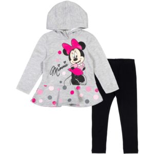 Disney Minnie Mouse Infant Baby Girls Pullover Fleece Hoodie & Leggings Heather Grey 24 Months