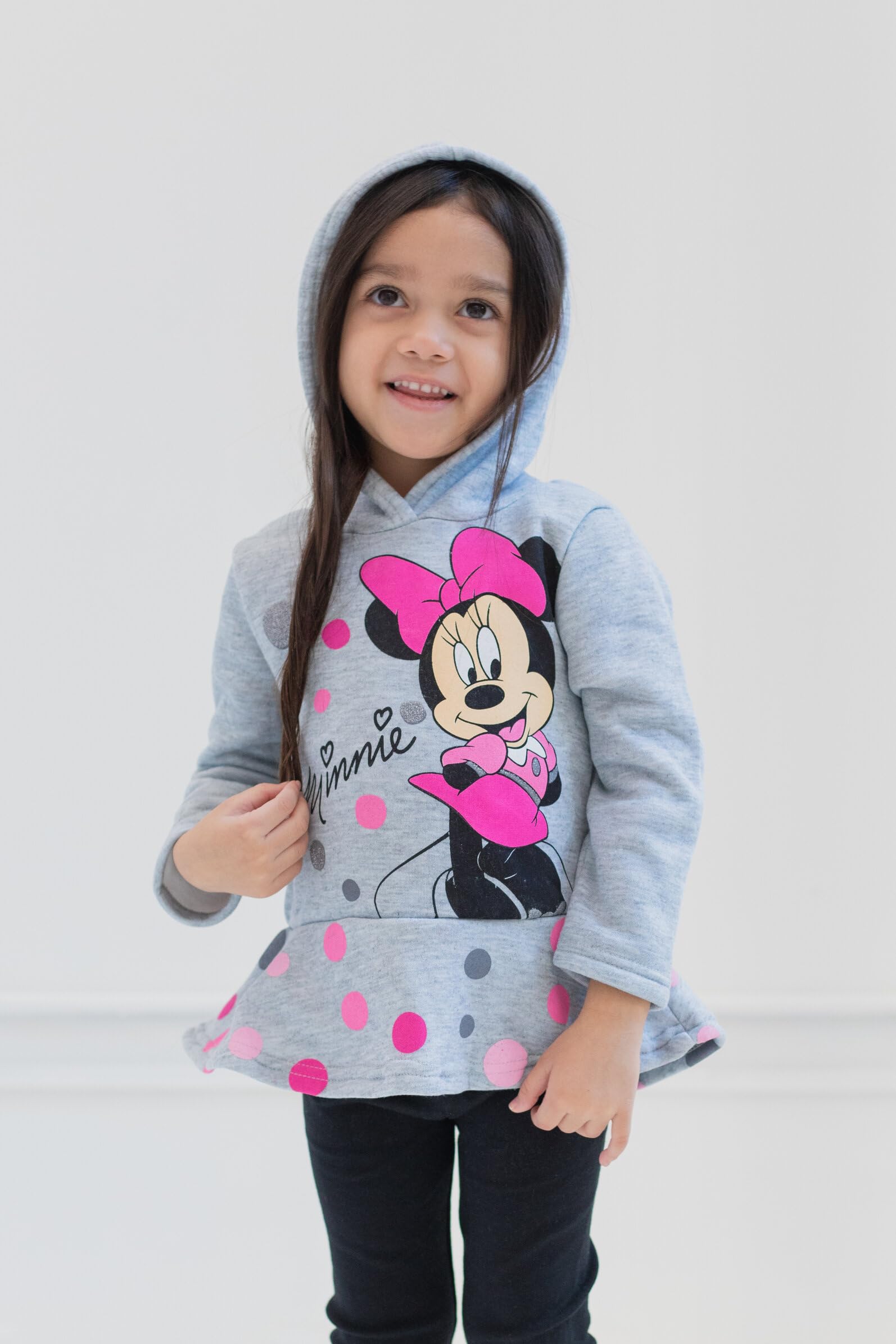 Disney Minnie Mouse Infant Baby Girls Pullover Fleece Hoodie & Leggings Heather Grey 24 Months