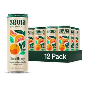 zevia organic sugar free iced tea, earl grey tea blood orange, 12 fl oz (pack of 12)