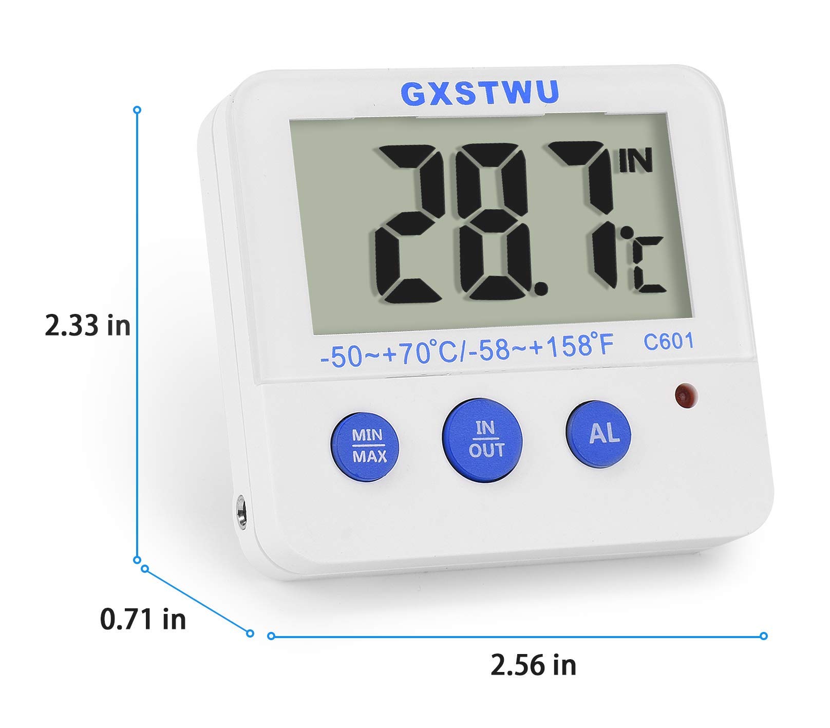 Fridge Freezer Thermometer Max/Min Memory LXSZRPH High & Low Temperature Alarms Settings with LED Indicator Digital Refrigeration Thermometer with Magnetic,Stander (WhiteMeter2pack)