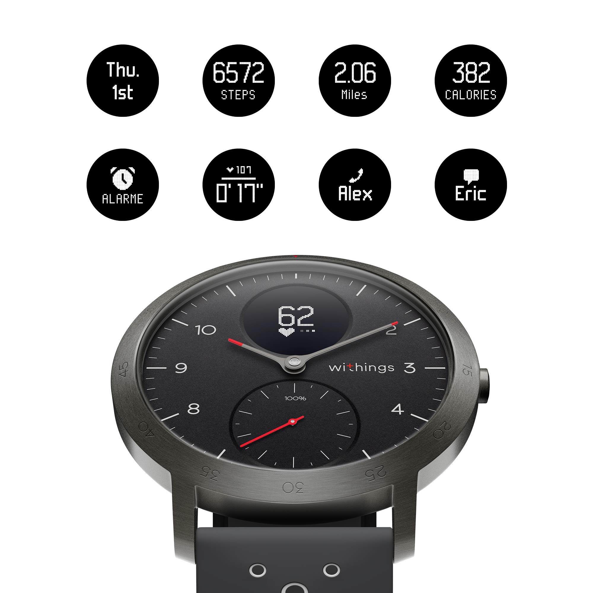 Withings Steel HR Sport Hybrid Smartwatch (40mm) - Activity, Sleep, Fitness and Heart Rate Tracker with Connected GPS, Smart Notifications, Water Resistant with 25-day battery life