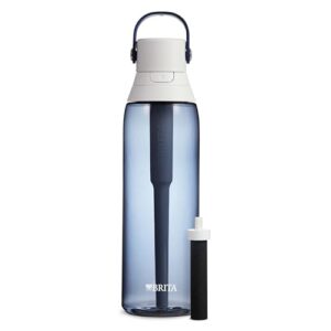 brita hard-sided plastic premium filtering water bottle, bpa-free, reusable, replaces 300 plastic water bottles, filter lasts 2 months or 40 gallons, includes 1 filter, night sky - 26 oz.