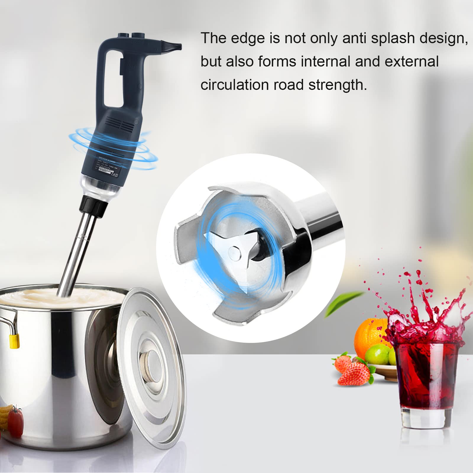 Li Bai Heavy Duty Hand Blender Commercial Immersion Blender For Restaurant 12'' Stick blender Speed Adjustable Electric 500W Motor Removable Shaft 2500rpm to 15000rpm