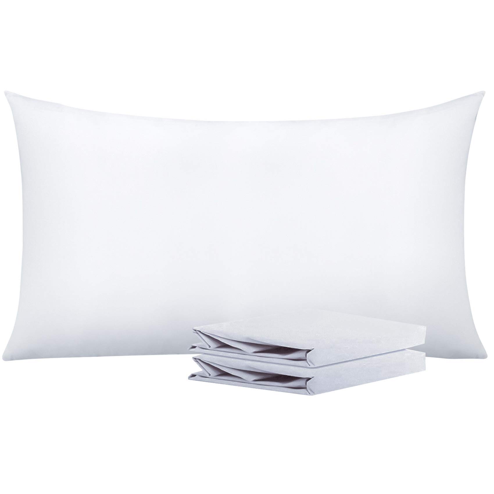 NTBAY King Pillowcase Set - 2 Pack Brushed Microfiber 20x36 Pillowcases - Soft, Wrinkle-Free, Fade-Resistant, Stain-Resistant, White Pillowcases with Envelope Closure - 20x36 Inches, White