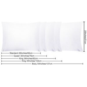 NTBAY King Pillowcase Set - 2 Pack Brushed Microfiber 20x36 Pillowcases - Soft, Wrinkle-Free, Fade-Resistant, Stain-Resistant, White Pillowcases with Envelope Closure - 20x36 Inches, White