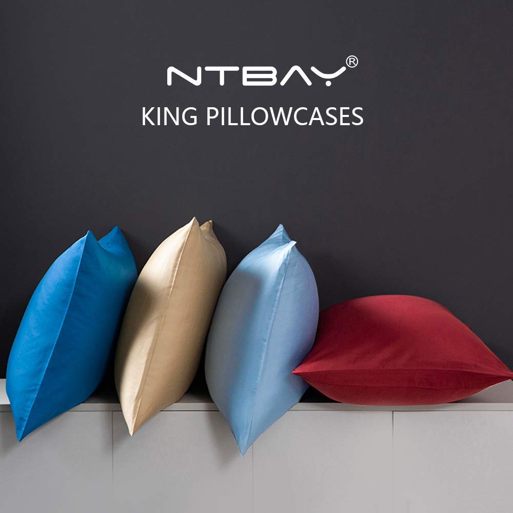 NTBAY King Pillowcase Set - 2 Pack Brushed Microfiber 20x36 Pillowcases - Soft, Wrinkle-Free, Fade-Resistant, Stain-Resistant, White Pillowcases with Envelope Closure - 20x36 Inches, White