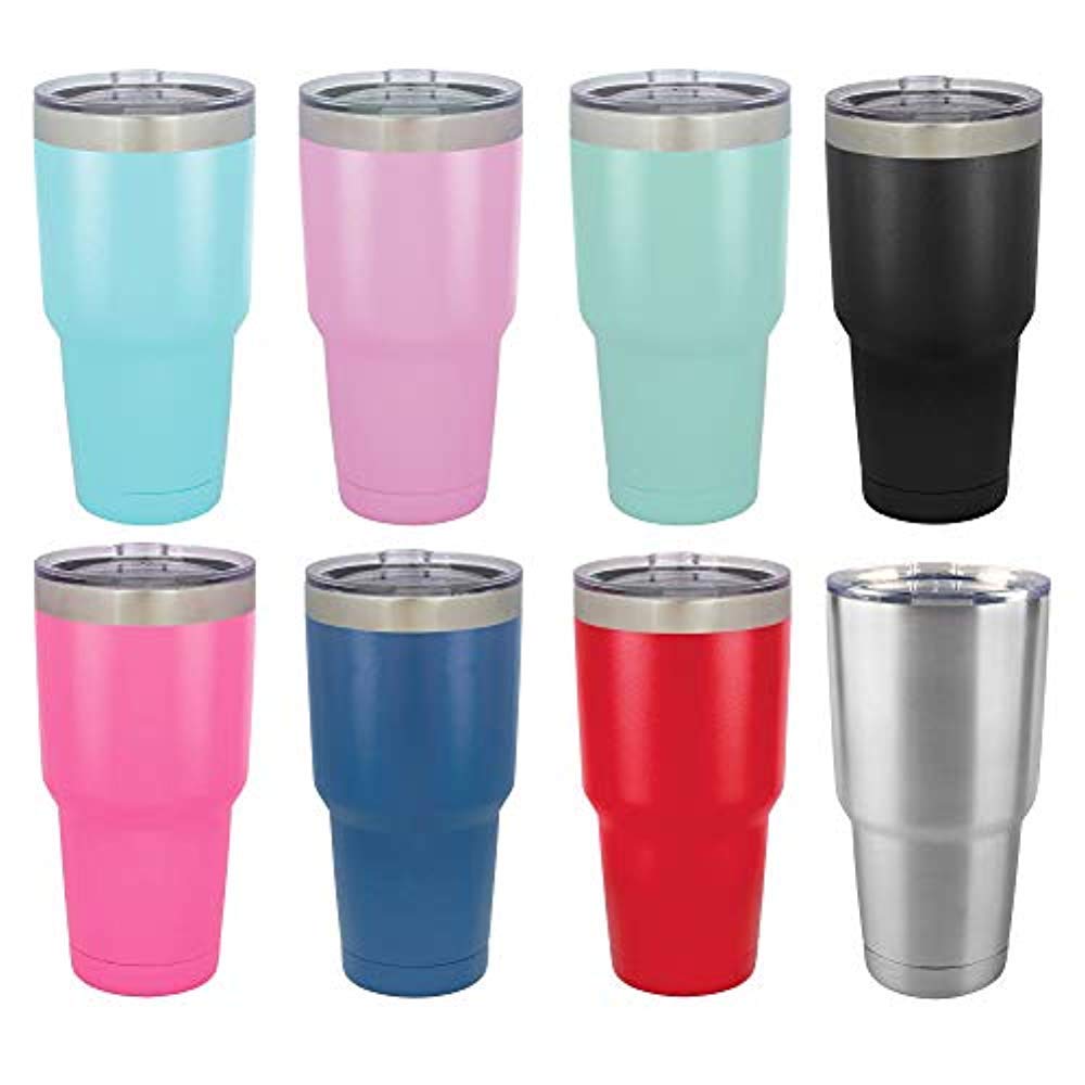 SUMMER IS A STATE OF MIND Blue 30 oz Tumbler With Straw and Slide Top Lid | Stainless Steel Travel Mug | Compare To Yeti Rambler