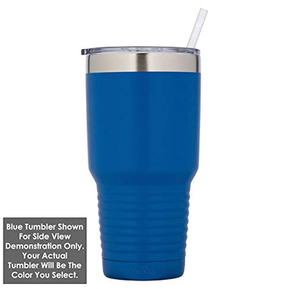 EAT SLEEP FISH REPEAT Blue 30 oz Tumbler With Straw and Slide Top Lid | Stainless Steel Travel Mug | Compare To Yeti Rambler