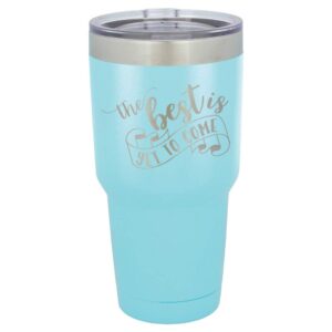 the best is yet to come engraved light blue 30 oz tumbler with straw and slide top lid | stainless steel travel mug | compare to yeti rambler