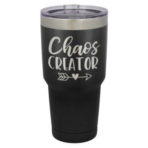 chaos creator black 30 oz tumbler with straw and slide top lid | stainless steel travel mug | compare to yeti rambler