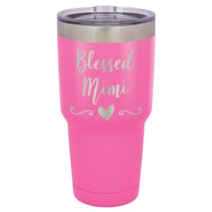 blessed mimi pink 30 oz tumbler with straw and slide top lid | stainless steel travel mug | compare to yeti rambler