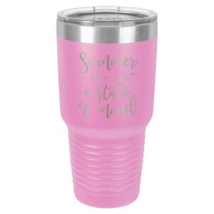 summer is a state of mind light purple 30 oz tumbler with straw and slide top lid | stainless steel travel mug | compare to yeti rambler