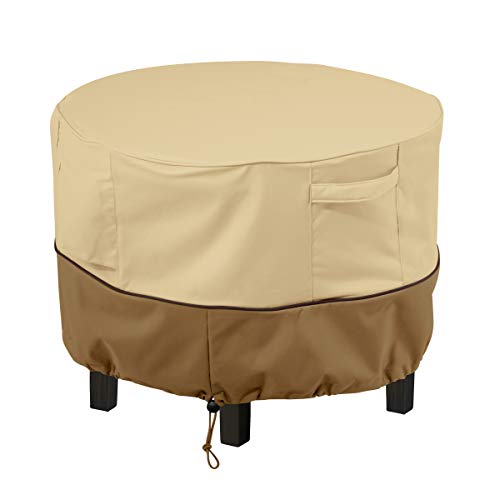 Classic Accessories Veranda Water-Resistant 22 Inch Round Patio Ottoman/Coffee Table Cover, Outdoor Ottoman Cover