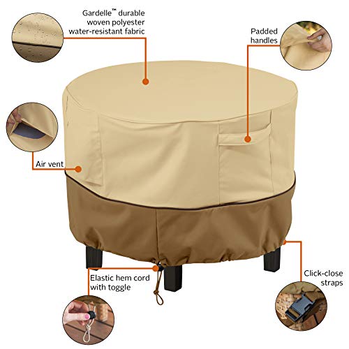 Classic Accessories Veranda Water-Resistant 22 Inch Round Patio Ottoman/Coffee Table Cover, Outdoor Ottoman Cover