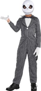 party city jack skellington costume for boys - disney nightmare before christmas costume includes jumpsuit, bow tie, & mask - costumes for halloween, birthday parties & themed events