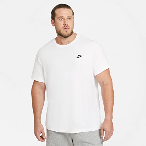 Men's Nike Sportswear Club T-Shirt, Nike Shirt for Men with Classic Fit, White/Black, M