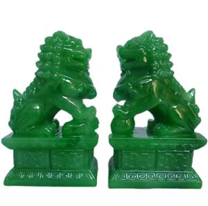 briskfeel amperer feng shui porsperity statues 2 pcs fu foo dogs pair of green guardian lion best housewarming congratulatory to ward off evil energy home feng shui decor