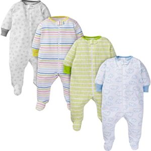 onesies brand baby girls 4-pack 'n play footies multi pack and toddler sleepers, clouds, 0-3 months us