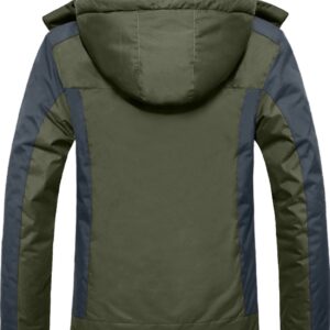 GEMYSE Men's Mountain Waterproof Ski Snow Jacket Winter Windproof Rain Jacket (Army Green,Large)