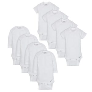 onesies brand unisex baby 8-pack mix & match bodysuits, white short & long sleeve, 0-3 months