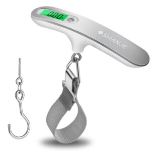 shanje luggage weight scale for suitcases 110 lbs travel accessories high precision travel digital hanging scales 50kg (white)