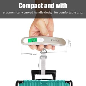 SHANJE Luggage Weight Scale for Suitcases 110 Lbs Travel Accessories High Precision Travel Digital Hanging Scales 50kg (White)