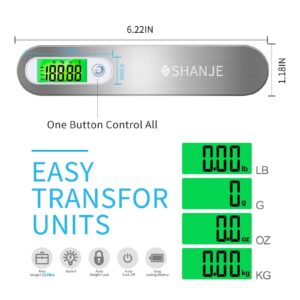 SHANJE Luggage Weight Scale for Suitcases 110 Lbs Travel Accessories High Precision Travel Digital Hanging Scales 50kg (White)