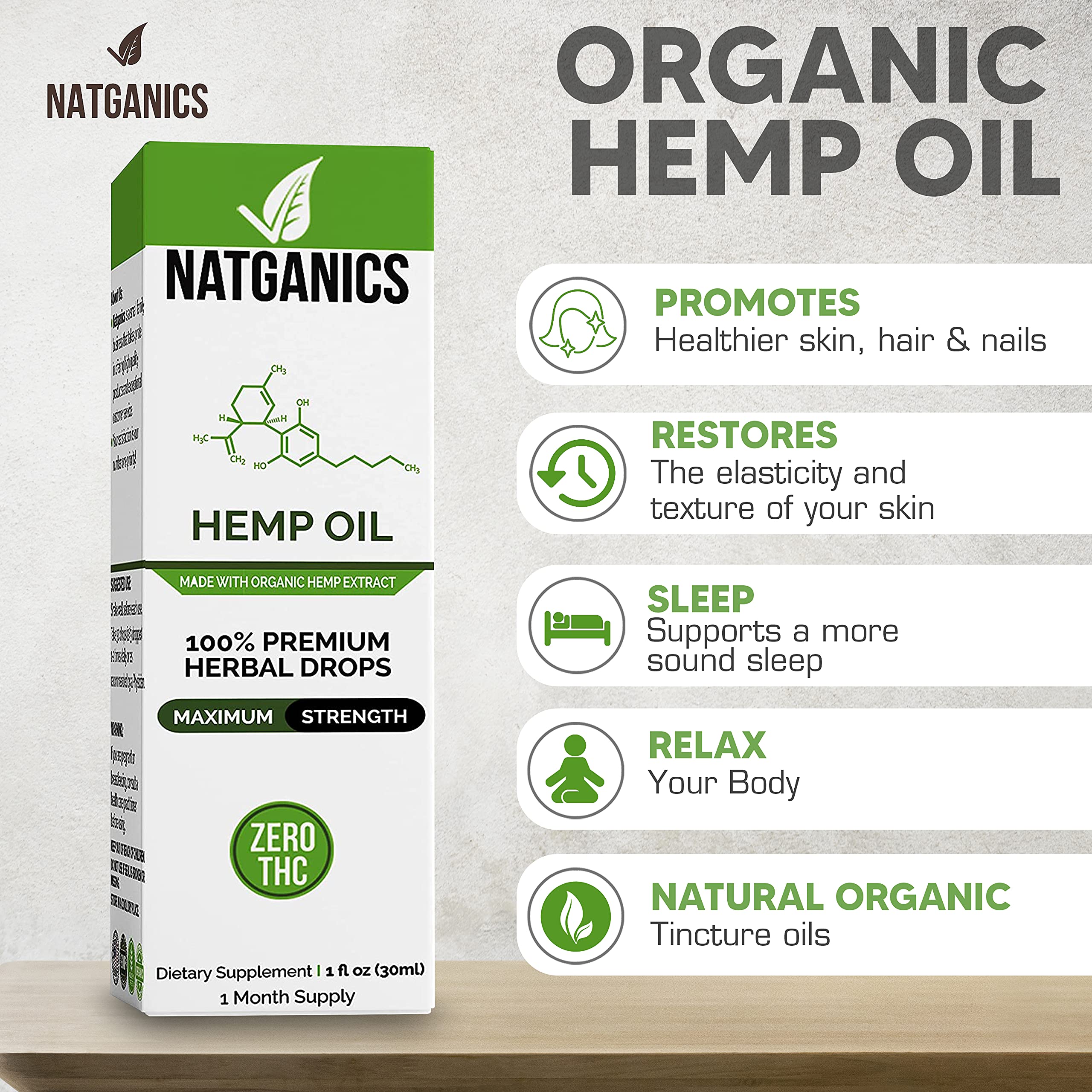 Organic Hemp Oil 1000mg - Ultra Premium Hemp Oil Drops 1000mg - Natural Hemp Oil Extract Tincture - Non-GMO Ultra-Pure CO2 Extracted Drops - Omega Fatty Acids 3 6 9 - Organically Grown & Made in USA