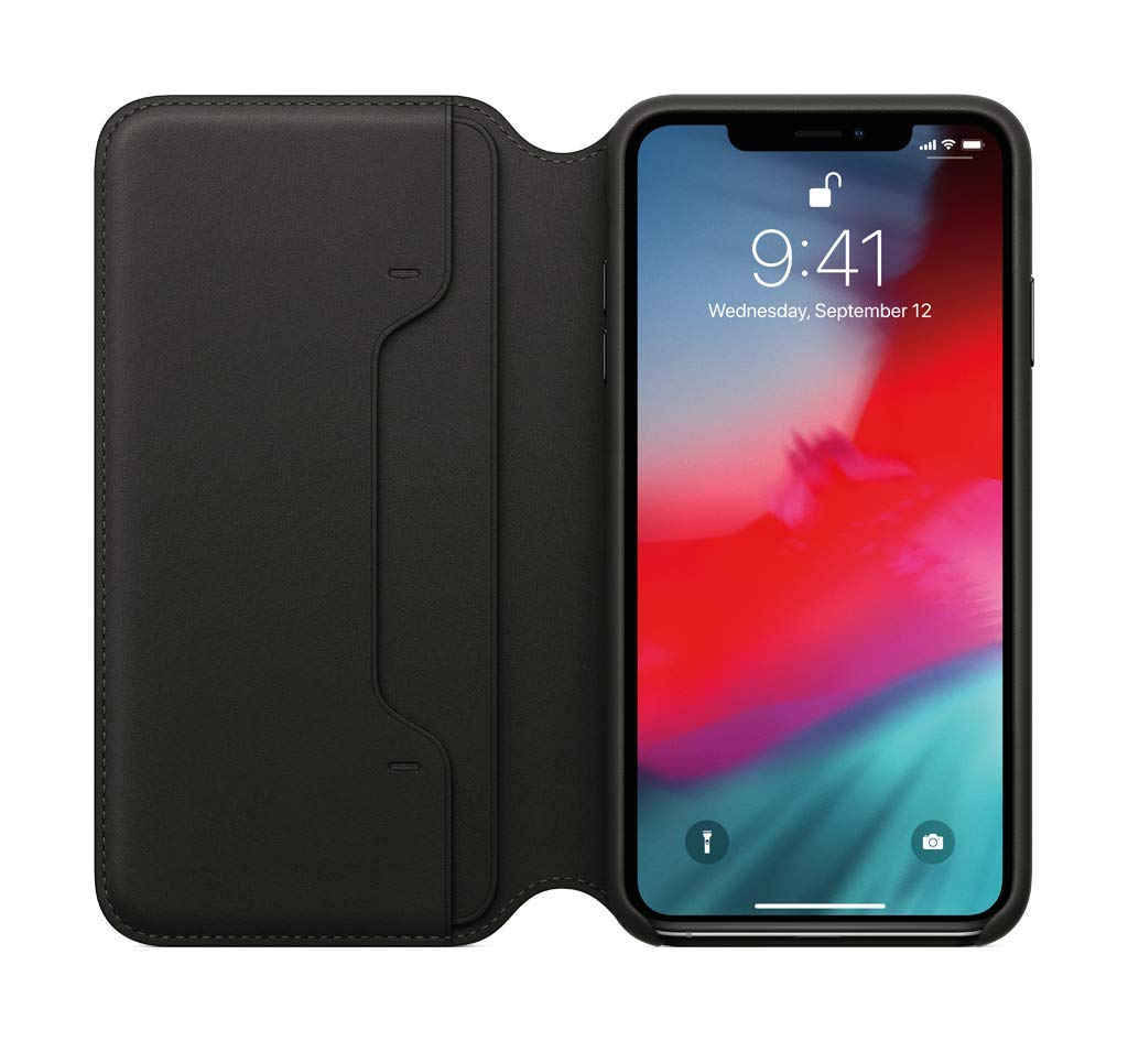 Apple iPhone Xs Max Leather Folio Case - Black