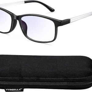 VVDQELLA Blue Light Blocking Reading Glasses Men Anti Glare Scratch Readers Women TR90 Lightweight Frame Computer Glasses (Black 1pc, 1.50)