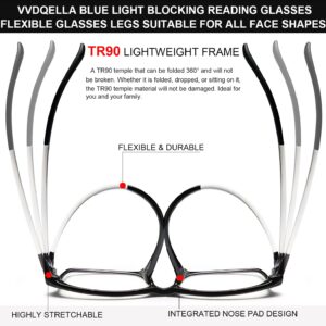 VVDQELLA Blue Light Blocking Reading Glasses Men Anti Glare Scratch Readers Women TR90 Lightweight Frame Computer Glasses (Black 1pc, 1.50)