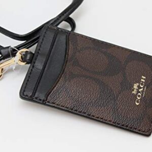 Coach Signature PVC Lanyard ID Badge Card Holder (Brown/Black)