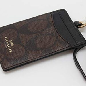 Coach Signature PVC Lanyard ID Badge Card Holder (Brown/Black)