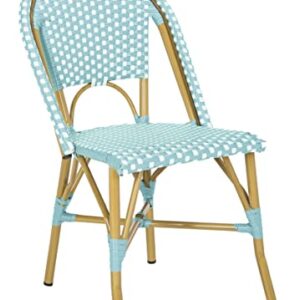 Safavieh Home Collection Hooper Indoor-Outdoor Stacking Side Chairs | Teal & White | Set of 2