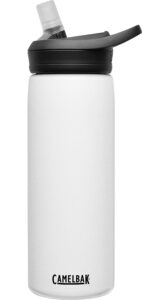 camelbak eddy+ water bottle with straw 20oz - insulated stainless steel, white