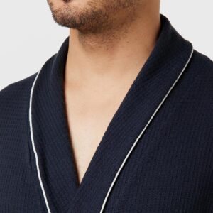 Amazon Essentials Men's Lightweight Waffle Robe (Available in Big & Tall), Navy, Medium-Large