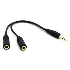 3.5mm Headset Splitter Earbuds Audio Jack Y Adapter 2-Port Black for Verizon Samsung Galaxy J3 Eclipse - Verizon Samsung Galaxy J3 V - Verizon Samsung Galaxy J7 V (2017)