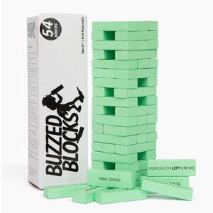 buzzed blocks adult drinking game - 54 blocks with hilarious drinking commands and games on 40 of them | perfect pregame party starter | entertaining party game for adults