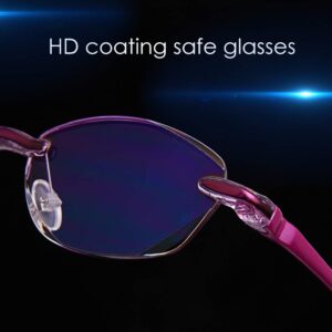 LUFF Reading Glasses Hd Anti-Blue Diamond Cut Edge Frameless Reading Glasses for womens (2.0X)