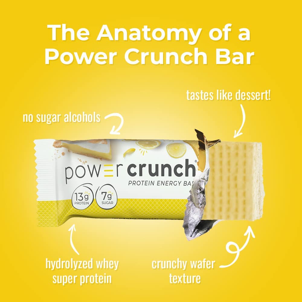 Power Crunch Protein Wafer Bars, High Protein Snacks with Delicious Taste, Lemon Meringue, 1.4 Ounce (12 Count)