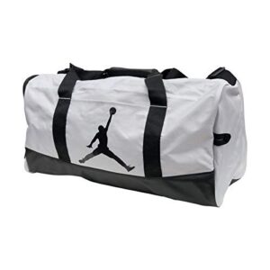 nike air jordan jumpman duffel sports gym bag 8a1913 wet/dry shoe pocket water resistant (grey/black)