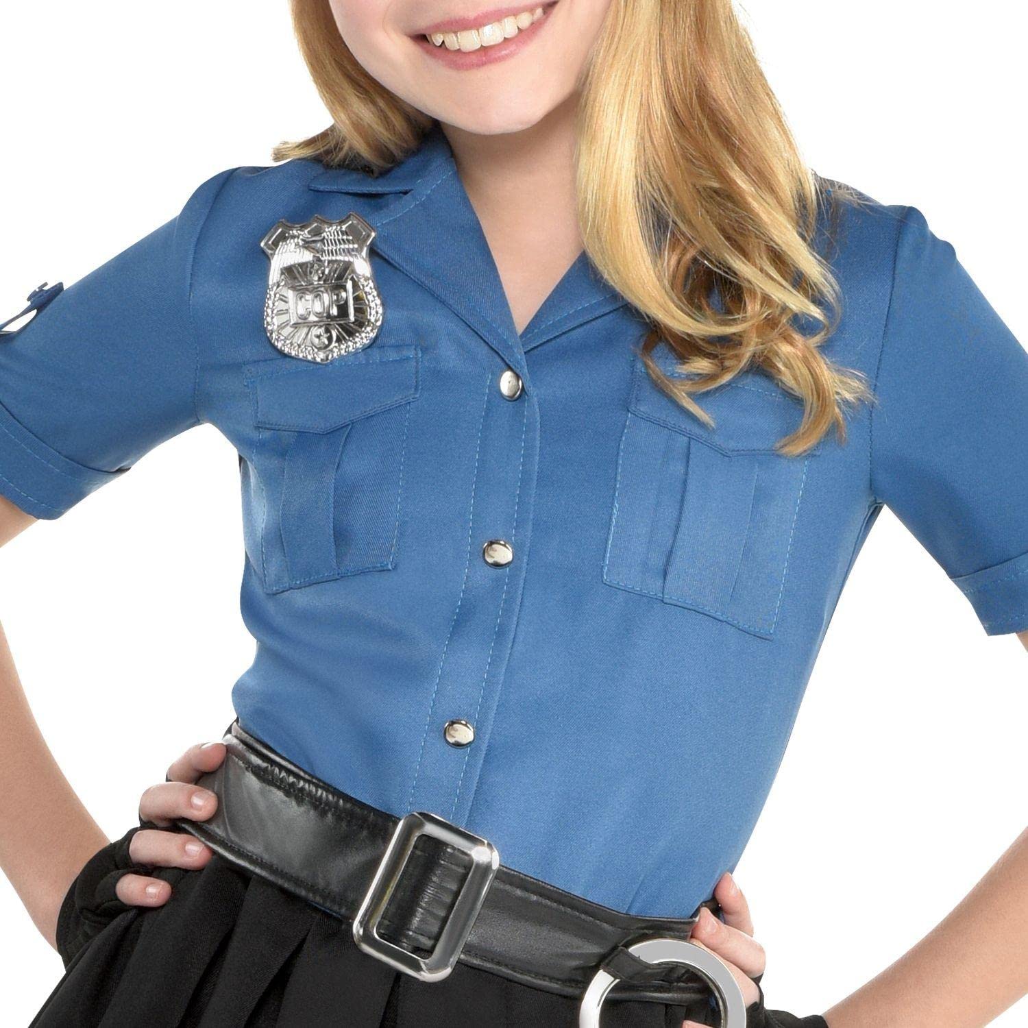 Party City Officer Cutie Cop Costume for Girls - Includes Dress, Hat, Belt, Glovelettes, & Handcuffs - Costumes for Halloween, Birthday Parties & Themed Event