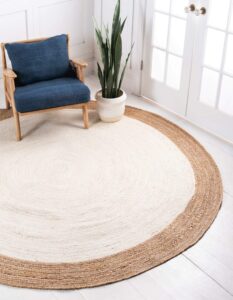 unique loom braided jute collection hand woven natural fibers ivory round rug (3' 3 x 3' 3)