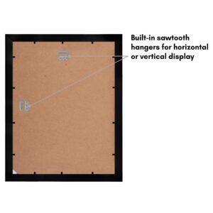 Americanflat 11x14 Picture Frame in Black - Displays 8x10 with Mat and 11x14 without Mat - Engineered Wood with Shatter Resistant Glass - Horizontal and Vertical Formats for Wall - Set of 2