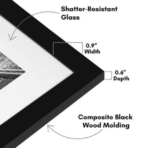 Americanflat 11x14 Picture Frame in Black - Displays 8x10 with Mat and 11x14 without Mat - Engineered Wood with Shatter Resistant Glass - Horizontal and Vertical Formats for Wall - Set of 2