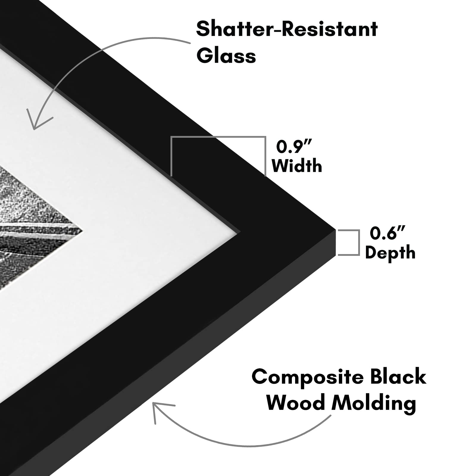 Americanflat 11x14 Picture Frame in Black - Displays 8x10 with Mat and 11x14 without Mat - Engineered Wood with Shatter Resistant Glass - Horizontal and Vertical Formats for Wall - Set of 2