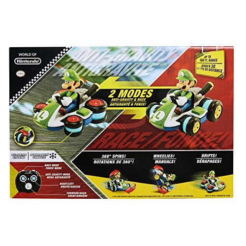 Super Mario 08988-PLY Nintendo Mario Kart 8 Luigi Mini Anti-Gravity Rc Racer 2.4Ghz, with Full Function Steering Create 360 Spins, Whiles & Drift Up To 100" Range - For Kids Ages 4 Plus