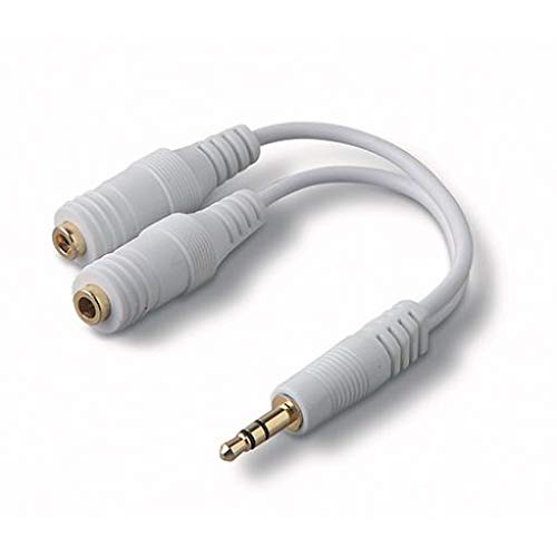 3.5mm Headset Splitter Earphone Speaker Audio Y Adapter 2-Port White for Sprint Motorola Moto E4 Plus - Sprint Motorola Moto E5 Play - Sprint Motorola Moto X - Sprint Nokia Lumia 635